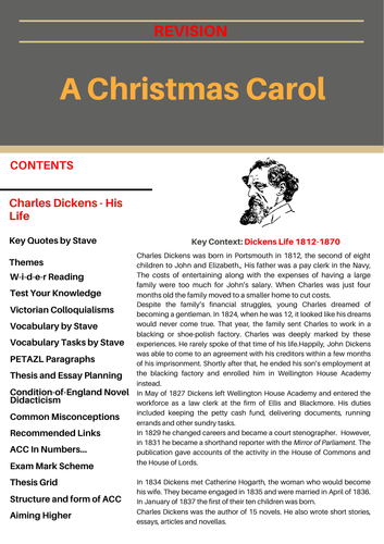 A Christmas Carol Revision Booklet 41 Pages Teaching Resources