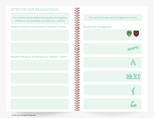 AQA GCSE PE: Revision Worksheets - Spectator Behaviour | Teaching Resources