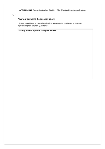 A-Level Psychology - ROMANIAN ORPHAN STUDIES: THE EFFECTS OF ...