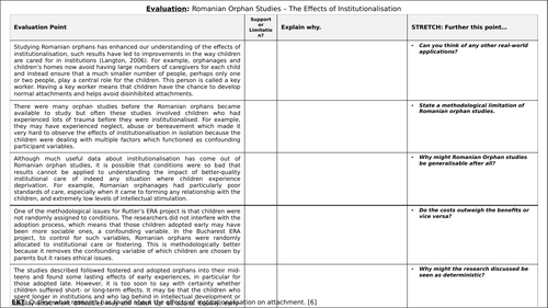 A-Level Psychology - ROMANIAN ORPHAN STUDIES: THE EFFECTS OF ...