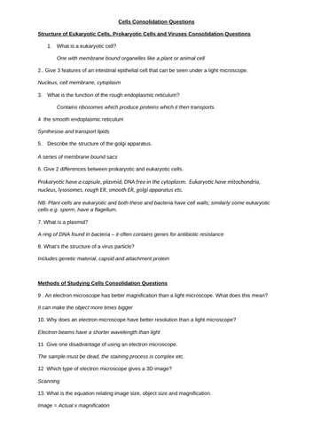 AQA Biology Topic 2 Cells, transport and immunity Revision -retrieval ...