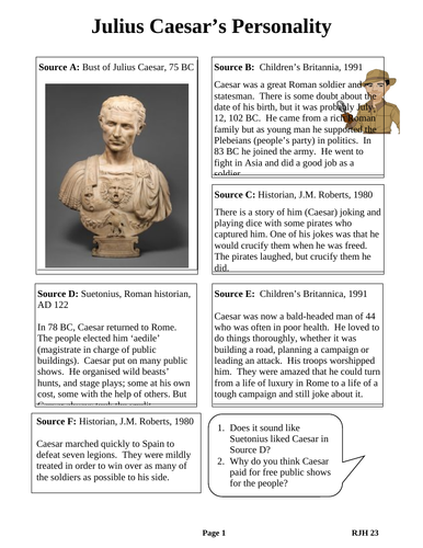 Source Analysis: What type of leader was Julius Caesar? | Teaching ...
