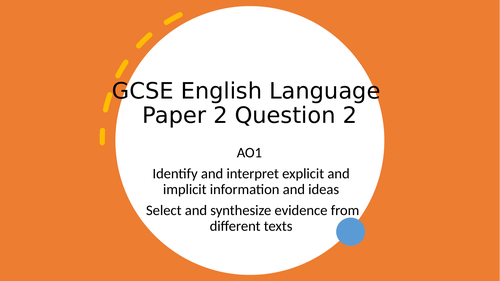 GCSE English Language Paper 2 Q2 AQA | Teaching Resources