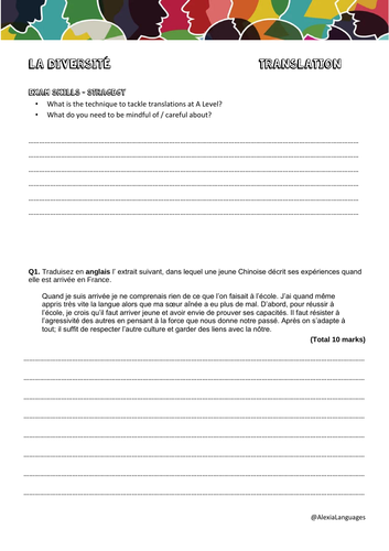 A Level French AQA - La société diverse (year 2) pack of lessons ...