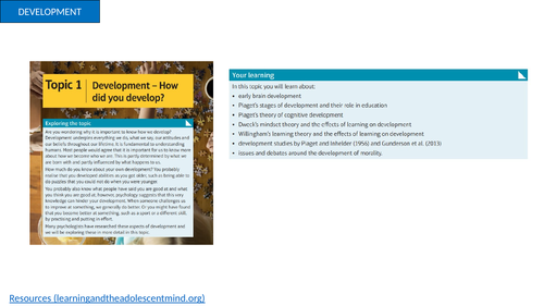 EDEXCEL PSYCHOLOGY GCSE 9-1 - TOPIC 1 - DEVELOPMENT | Teaching Resources EDEXCEL PSYCHOLOGY GCSE 9-1 - TOPIC 1 - DEVELOPMENT | Teaching Resources