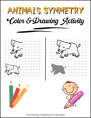 Animals Lines of Symmetry Activities: Drawing and Coloring Animals,Easy ...