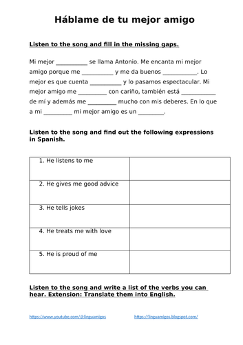 Mi mejor amigO | Teaching Resources