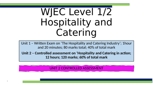 WJEC L1/2 Hospitality and Catering - New 2022/23 spec | Teaching Resources