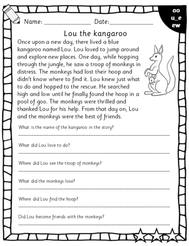 RWI Reading Comprehension Book for Set 2 and Set 3 phonics sounds ...