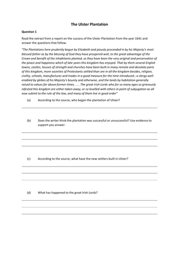 Junior Cycle History: The Ulster Plantation resources | Teaching Resources