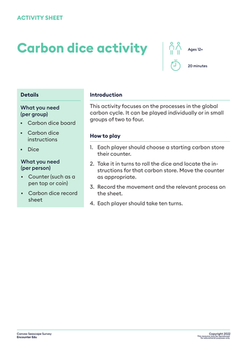 KS3 Carbon cycle dice activity | Teaching Resources
