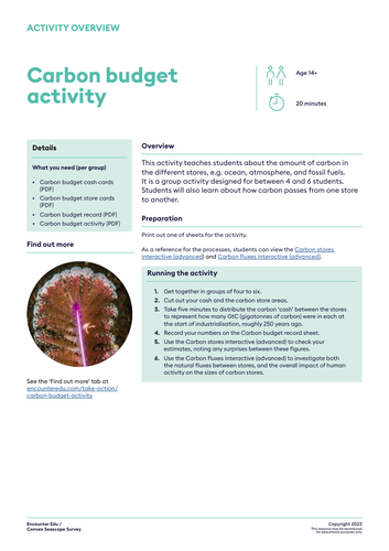 GCSE / A-Level Carbon budget activity | Teaching Resources