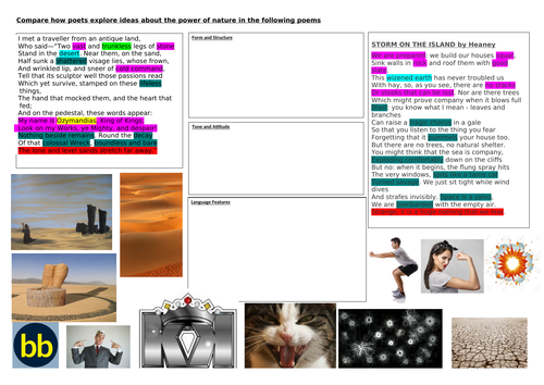 Poetry comparison sheets for Power&Conflict | Teaching Resources