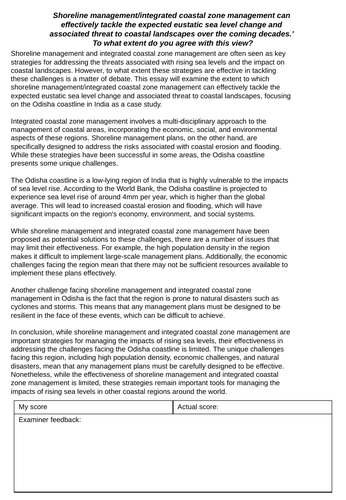 AQA A-Level Geography Coasts: Model Answer Pack 3 | Teaching Resources