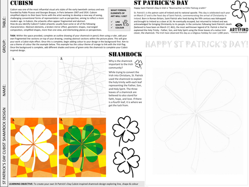 St Patrick’s Day Cubist-inspired Shamrock | Teaching Resources