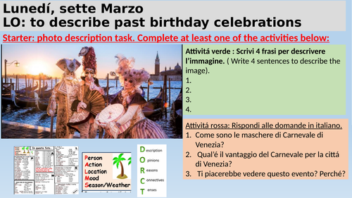 Customs & festivals - le feste ITALIAN lessons 3-5 | Teaching Resources