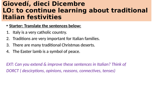Customs & Festivals - le feste ITALIAN lessons 6-9 | Teaching Resources