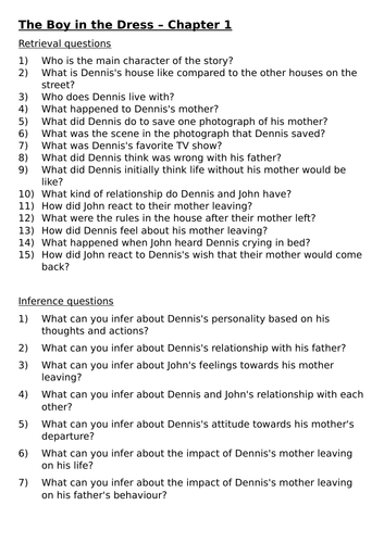 The Boy in the Dress Ch.1 Whole class Guided Reading | Teaching Resources