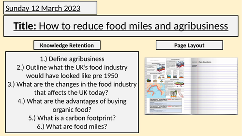 Resource Management - Reducing Food Miles and Agribusiness - (KS4 - Key ...