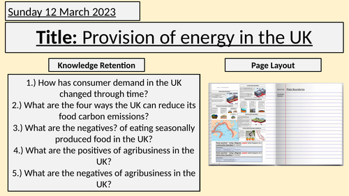Resource Management - Provision of energy in the UK - (KS4 - Key Stage ...