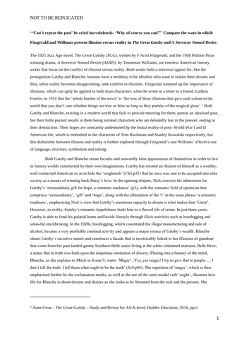 English Literature Edexcel Coursework (Great Gatsby and A Streetcar ...