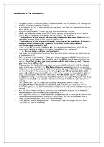 The Handmaid's Tale Detailed Notes for A-Level English Literature ... The Handmaid's Tale Detailed Notes for A-Level English Literature ...