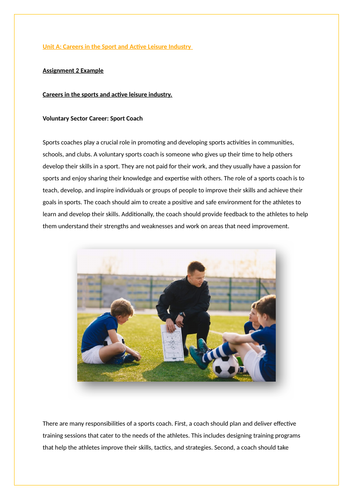 BTEC L3 Sports Coaching and Development - Unit A Careers in Sport and ...