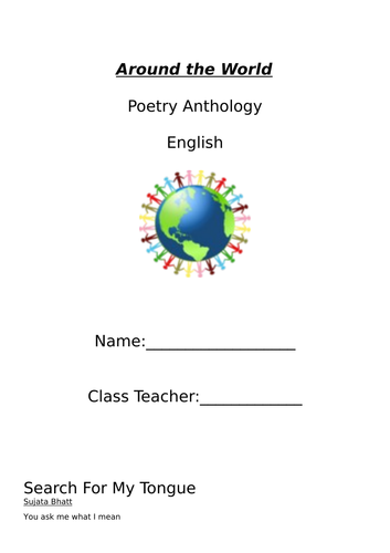 Around the World Poetry SoW Year 8 | Teaching Resources