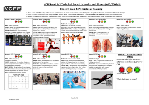 NCFE Health and Fitness (603/7007/5) CA4 Revision Mat | Teaching Resources