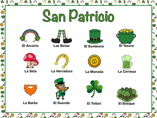 Matching cards St Patrick’s in Spanish. San Patricio | Teaching Resources