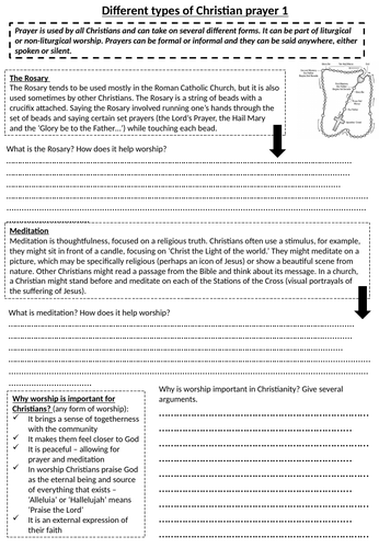 Christianity practices - different prayer types GCSE guided read ...