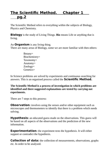 LC Biology Notes - 1. Scientific Method | Teaching Resources