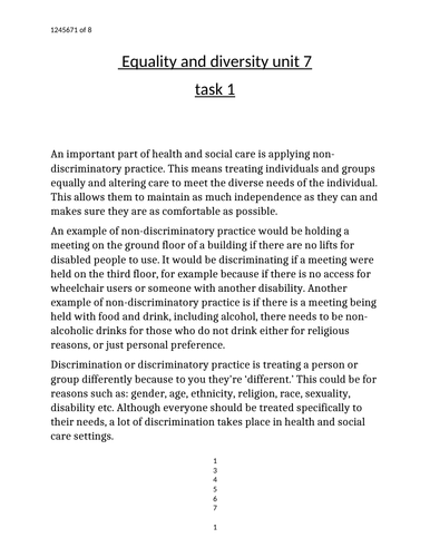 Level 2 Unit 7 Equality and Diversity Task 1 | Teaching Resources Level 2 Unit 7 Equality and Diversity Task 1 | Teaching Resources