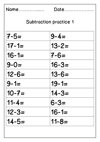 Year One Subtraction worksheets | Teaching Resources