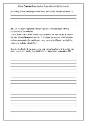 A-Level Psychology - PSYCHOLOGICAL EXPLANATIONS FOR SCHIZOPHRENIA ...