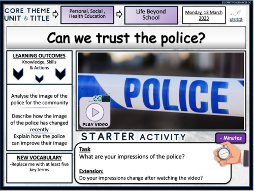 Police Trust + Confidence in the UK | Teaching Resources