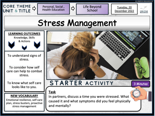 Stress Management + Self Care PSHE | Teaching Resources