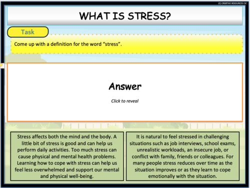 Stress Management + Self Care PSHE | Teaching Resources