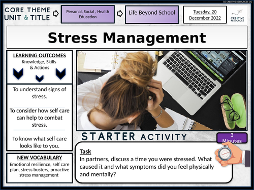 Stress Management + Self Care PSHE | Teaching Resources