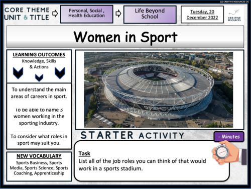 Women in Sport - Careers PE | Teaching Resources