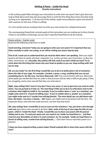 Writing your own poem - National Poetry Day | Teaching Resources