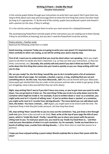 Writing your own poem - National Poetry Day | Teaching Resources