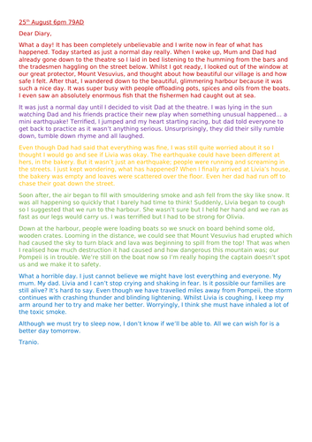 Escape from Pompeii! Diary entry WAGOLL KS2 writing task. | Teaching ...