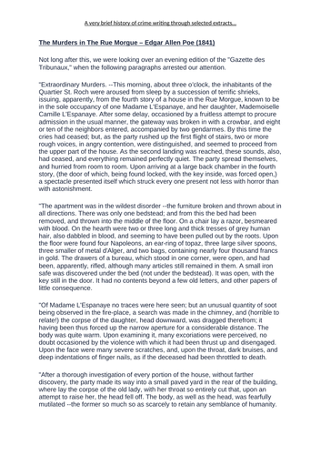 Unseen extracts: a history of crime writing | Teaching Resources