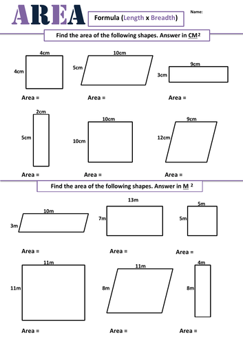 Area and Perimeter Worksheets | Teaching Resources