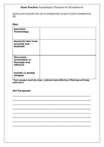 A-Level Psychology - PSYCHOLOGICAL THERAPIES FOR SCHIZOPHRENIA ...