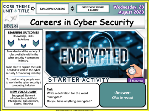 Careers in Cyber Security + Computing | Teaching Resources