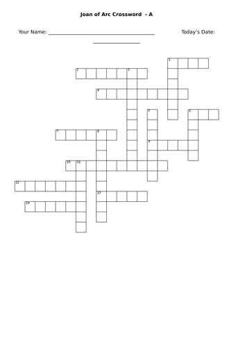 Joan of Arc: 10 unique, differentiated crosswords | Teaching Resources