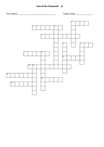 Joan of Arc: 10 unique, differentiated crosswords | Teaching Resources