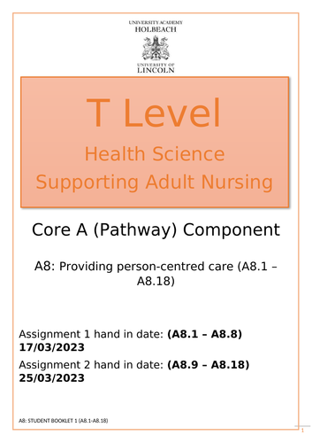 T-Level Health Core Pathway: A8 full content (Student Workbook) | Teaching Resources